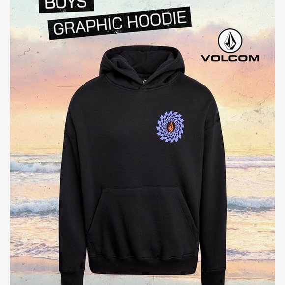 Volcom | Shirts & Tops | Volcom Black Hoodie With Purple And Red ...